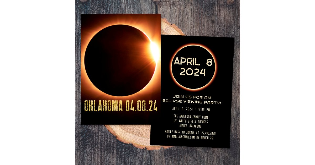 Total Solar Eclipse Oklahoma 2024 Personalized Invitation | Zazzle