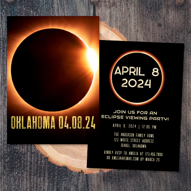 Total Solar Eclipse Oklahoma 2024 Personalized Invitation | Zazzle