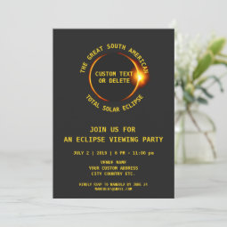 Total Solar Eclipse Party 7.2.2019 South America Invitation | Zazzle