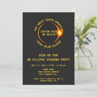 Total Solar Eclipse Party 7.2.2019 South America Invitation | Zazzle
