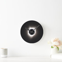 Total Solar Eclipse Round Clock | Zazzle