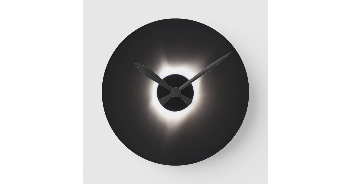 Total Solar Eclipse Round Clock | Zazzle