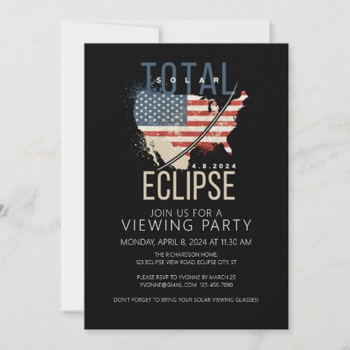 Total Solar Eclipse USA Map Viewing Party Invitation | Zazzle