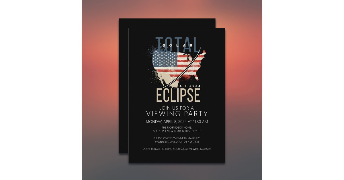 Total Solar Eclipse USA Map Viewing Party Invitation | Zazzle