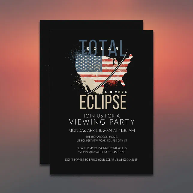 Total Solar Eclipse USA Map Viewing Party Invitation | Zazzle