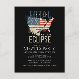 Total Total Solar Eclipse USA Map Viewing Party Invitation Postcard ...