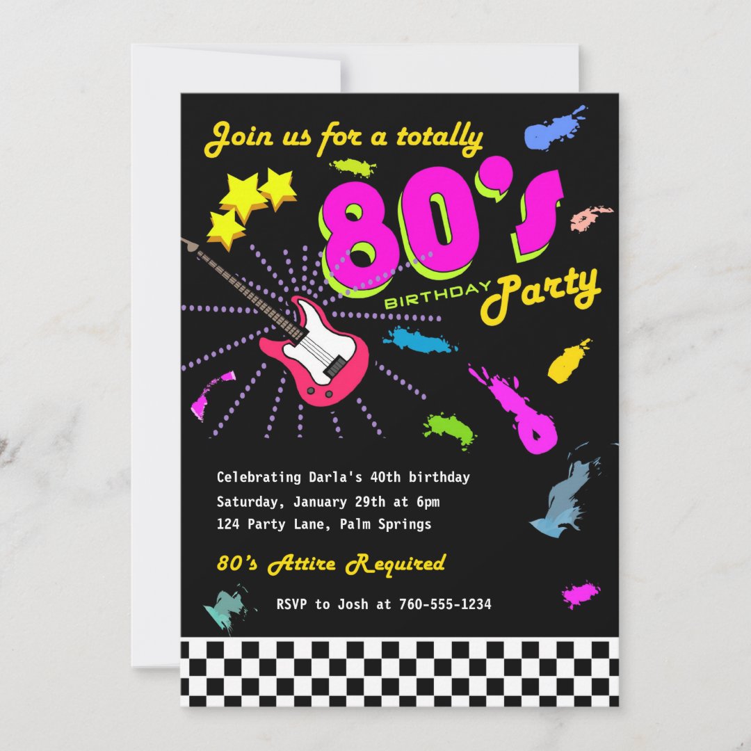 Totally 80's Birthday Party Invitations | Zazzle