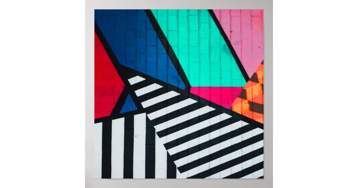 Totally 80s Painted Brick Block Colors Poster | Zazzle