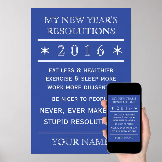 Totally customizable New Year's Resolution poster | Zazzle