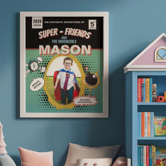 Totally Personalised Retro Comic Superhero Poster | Zazzle