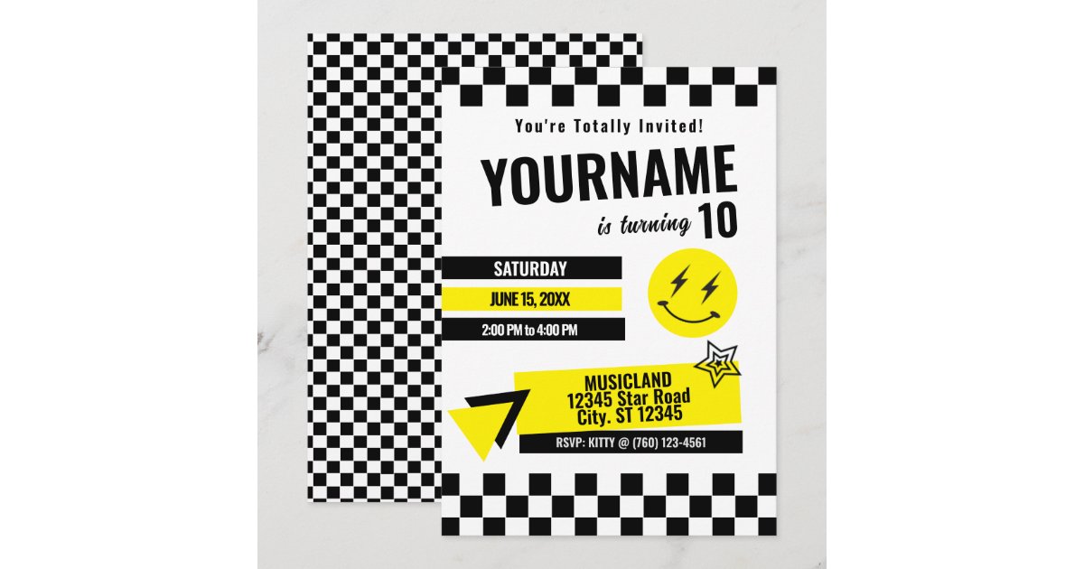 Totally Retro Birthday Invitation (Yellow) | Zazzle