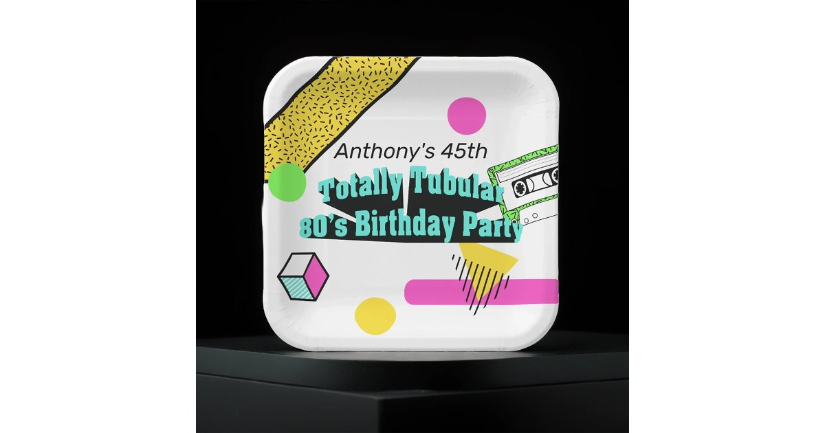 Totally Tubular 80's Birthday Party Paper Plates | Zazzle