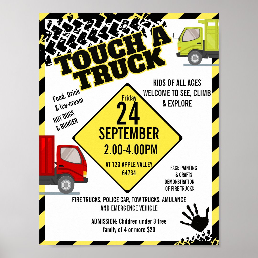 TOUCH A TRUCK theme event Poster | Zazzle
