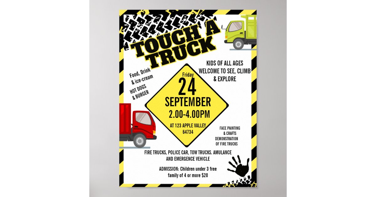 TOUCH A TRUCK theme event Poster | Zazzle