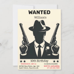 Touch Adult kids 90s boy Retro Mafia 10th Birthday Invitation | Zazzle