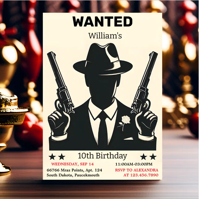 Touch Adult kids 90s boy Retro Mafia 10th Birthday Invitation | Zazzle