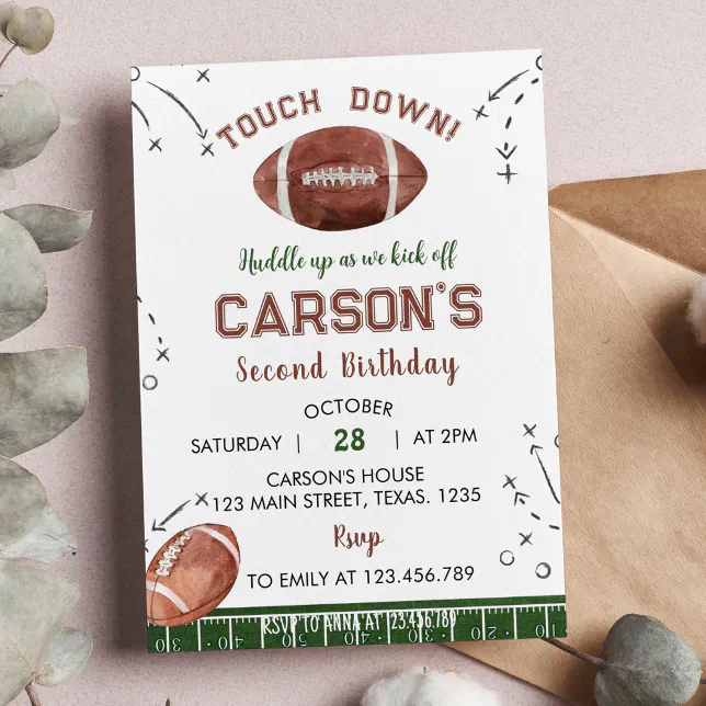 Touch Down Football Boy Birthday Invitation | Zazzle