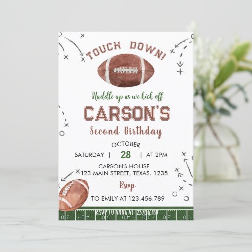 Touch Down Football Boy Birthday Invitation | Zazzle