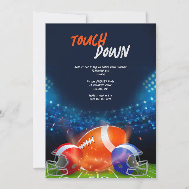 Touch Down Football Party Invitation | Zazzle