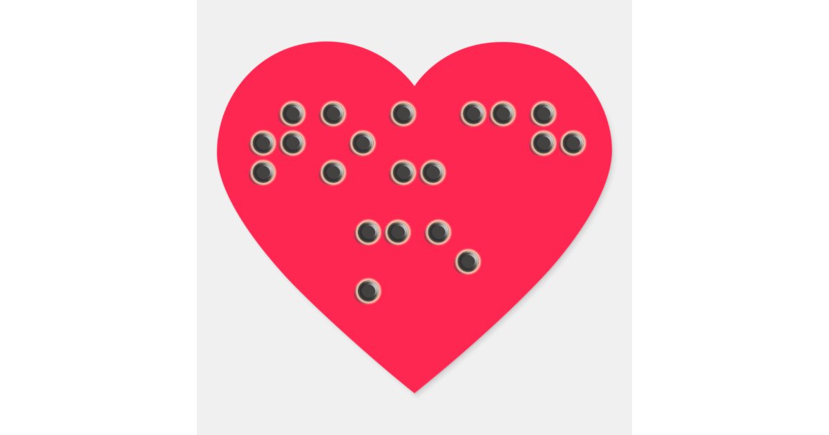 Touch Me (Braille) Heart Sticker | Zazzle