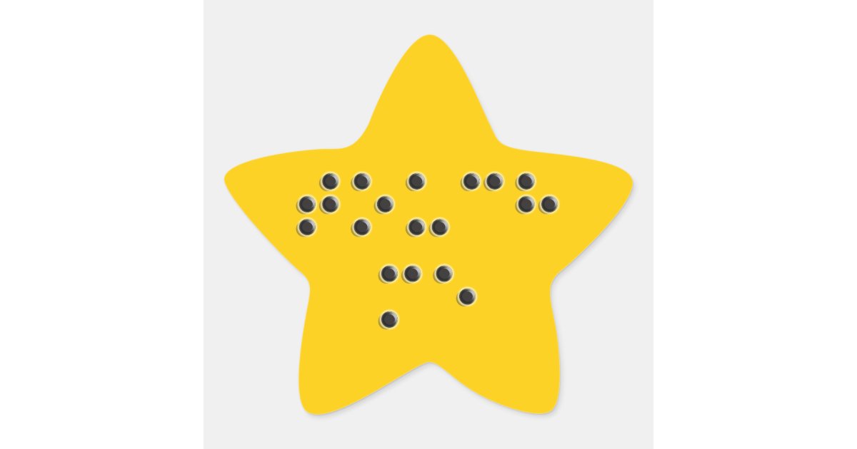 Touch Me (Braille) Star Sticker | Zazzle