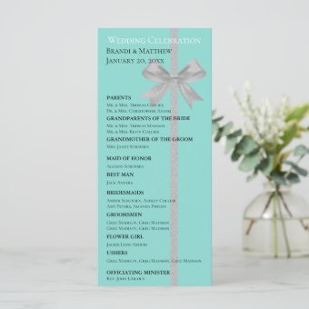 Touch Silver Wedding Suite Bridal Party Ceremony Program | Zazzle