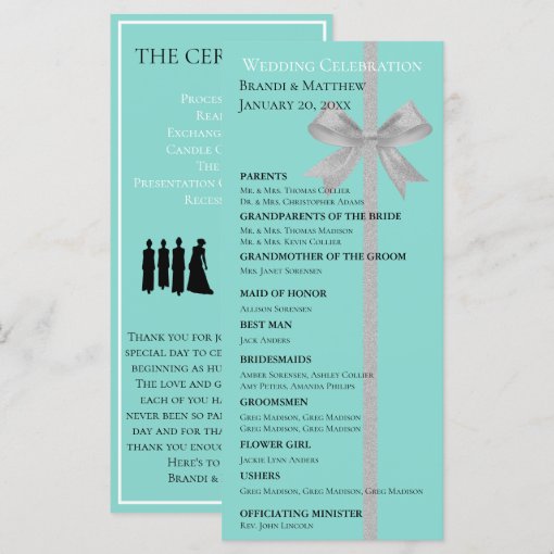 Touch Silver Wedding Suite Bridal Party Ceremony Program | Zazzle