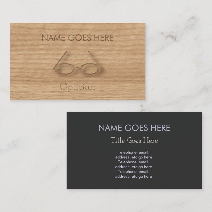 "Touch Wood" Optician Business Cards | Zazzle