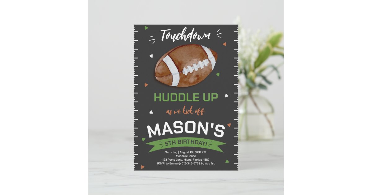 Touchdown Football Birthday Invitation | Zazzle