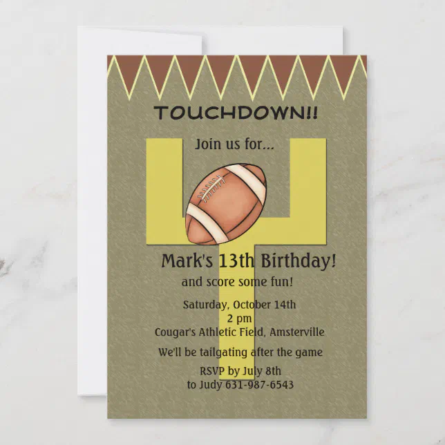 Touchdown Football Invitation | Zazzle