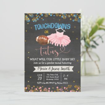 Touchdown or Tutus Gender Reveal Invitation | Zazzle