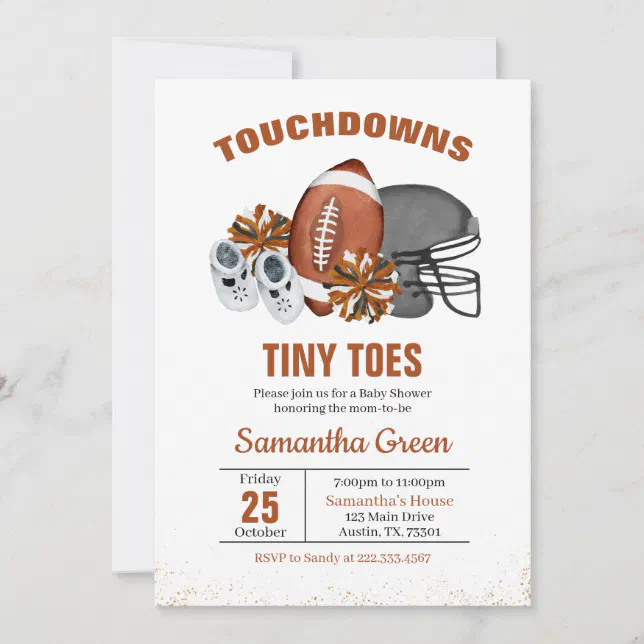 Touchdowns and Tiny Toes Baby Shower Invitation | Zazzle