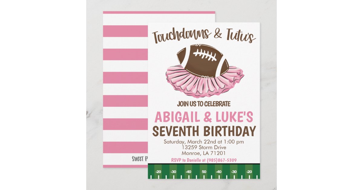 Touchdown's and Tutu's Birthday Invitation | Zazzle
