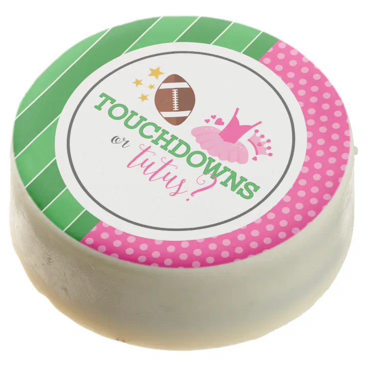 Touchdowns or Tutus Gender Reveal Custom Chocolate Covered Oreo | Zazzle