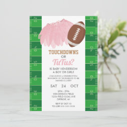Touchdowns or Tutus Gender Reveal Invitation | Zazzle