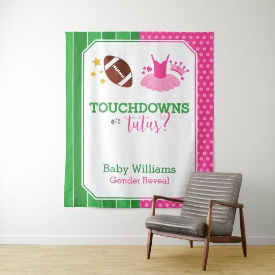 Touchdowns or Tutus Gender Reveal Party Backdrop | Zazzle.com