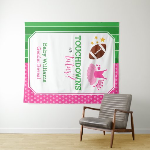 Touchdowns or Tutus Gender Reveal Party Backdrop | Zazzle