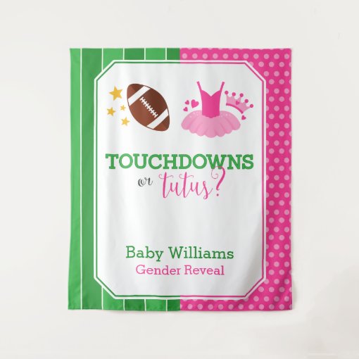 Touchdowns or Tutus Gender Reveal Party Backdrop | Zazzle