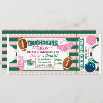 Touchdowns or Tutus Invitation | Zazzle