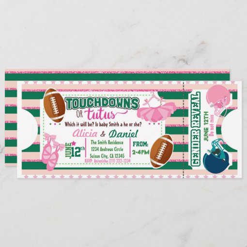 Touchdowns or Tutus Invitation | Zazzle