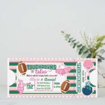 Touchdowns or Tutus Invitation | Zazzle