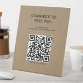 Touchless Menu QR Code Connect WiFi Kraft Pedestal Sign | Zazzle