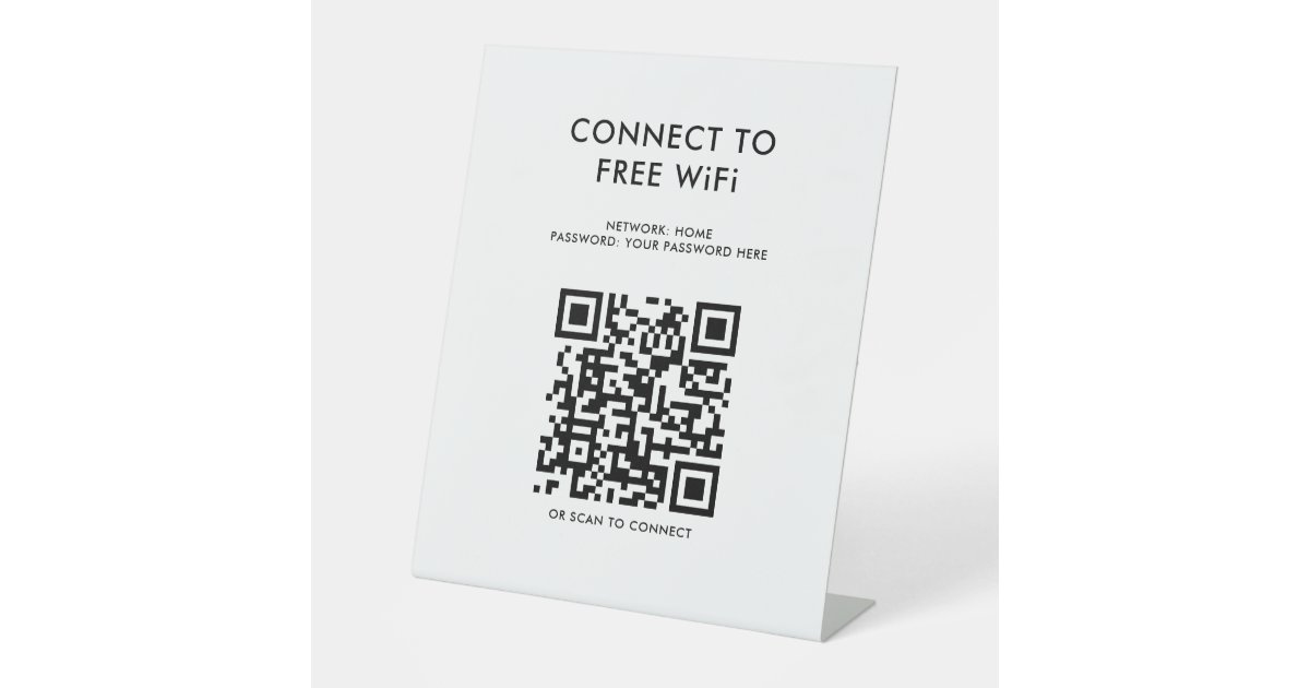 Touchless Menu QR Code Connect WiFi White Pedestal Sign | Zazzle