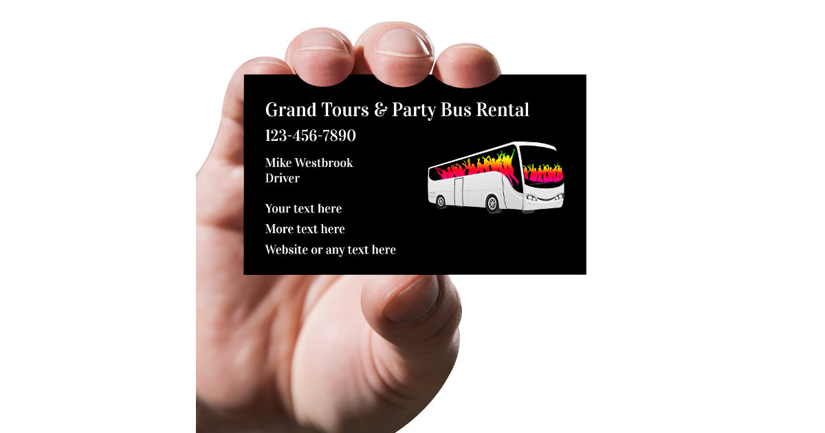 Tour And Party Bus Travel Rental Business Card Zazzle tour-and-party-bus-travel-rental-business-card-zazzle