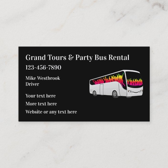 Tour And Party Bus Travel Rental Business Card | Zazzle.com