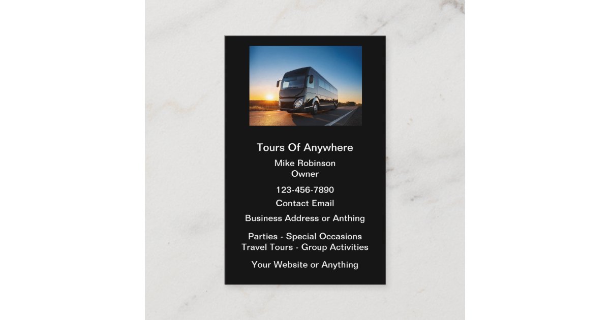 Tour Rental Bus Business Cards | Zazzle