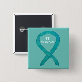 Tourette's (TS) Awareness Ribbon Teal Custom Pin | Zazzle