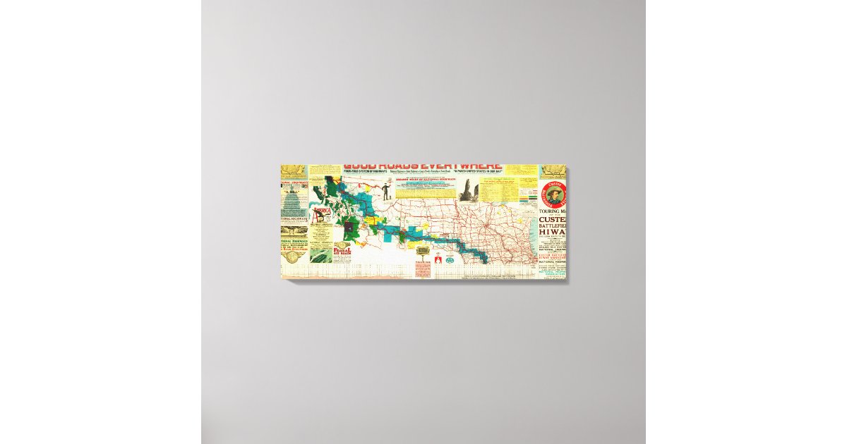 Touring Map of the Custer Battlefield Highway Canvas Print | Zazzle