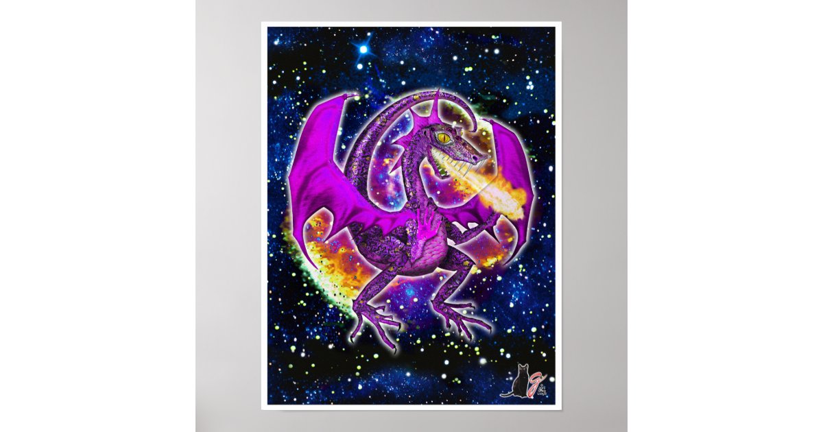 Tourmaline Cosmic Dragon Poster | Zazzle