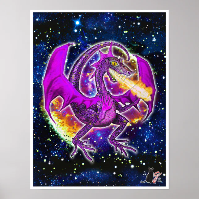 Tourmaline Cosmic Dragon Poster | Zazzle